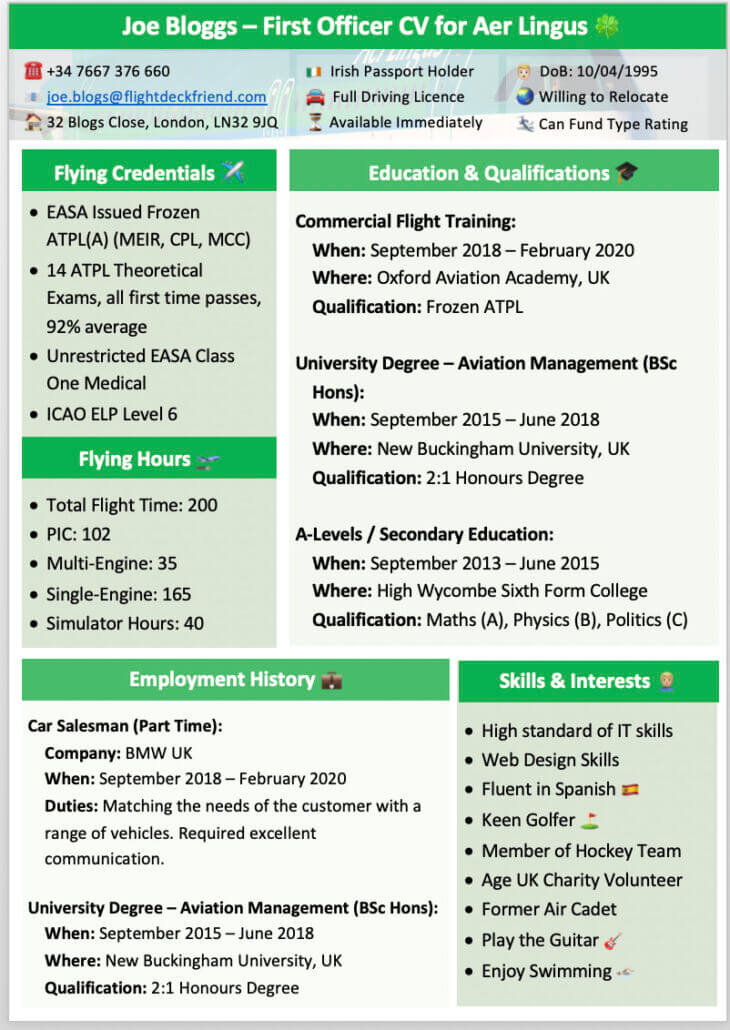 How to Create a Professional Pilot CV FlightDeckFriend.com